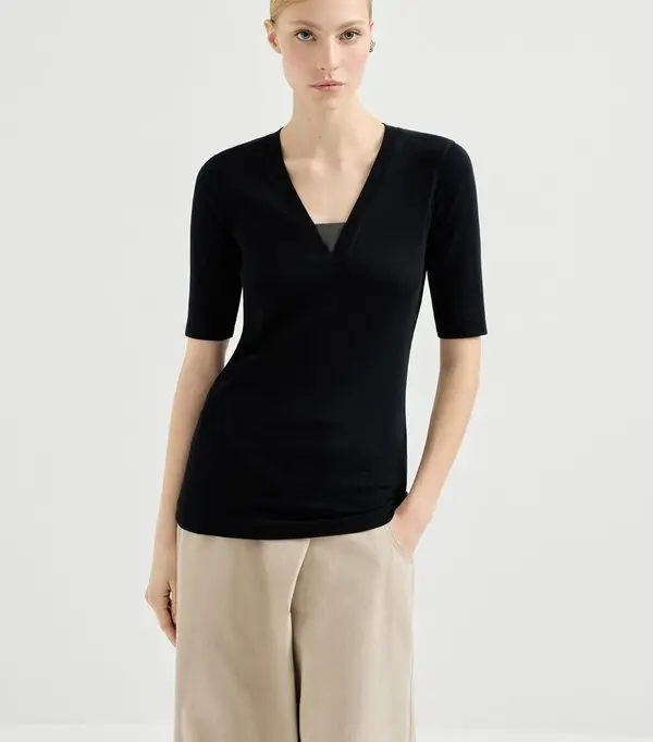 Brunello Cucinelli Stretch-cotton Monili-detail T-shirt