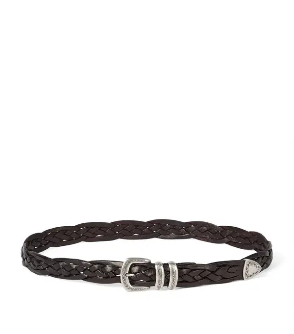 Brunello Cucinelli Calfskin Woven Belt - Brown
