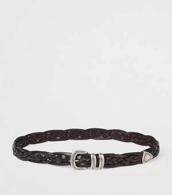 Brunello Cucinelli Calfskin Woven Belt - Brown