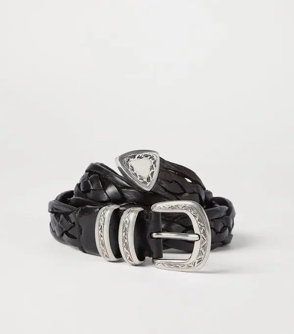 Brunello Cucinelli Calfskin Woven Belt - Brown