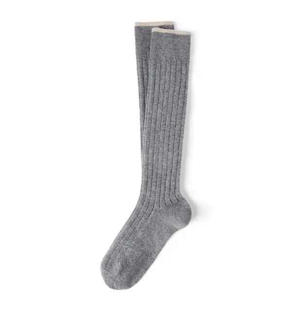 Brunello Cucinelli Cashmere Ribbed Socks - Grey