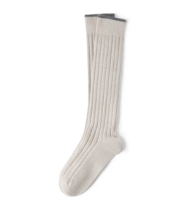 Brunello Cucinelli Cashmere Ribbed Socks - Beige