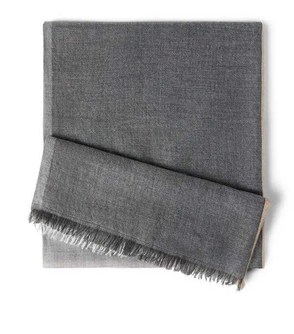 Brunello Cucinelli Cashmere-silk Colour-block Scarf - Grey