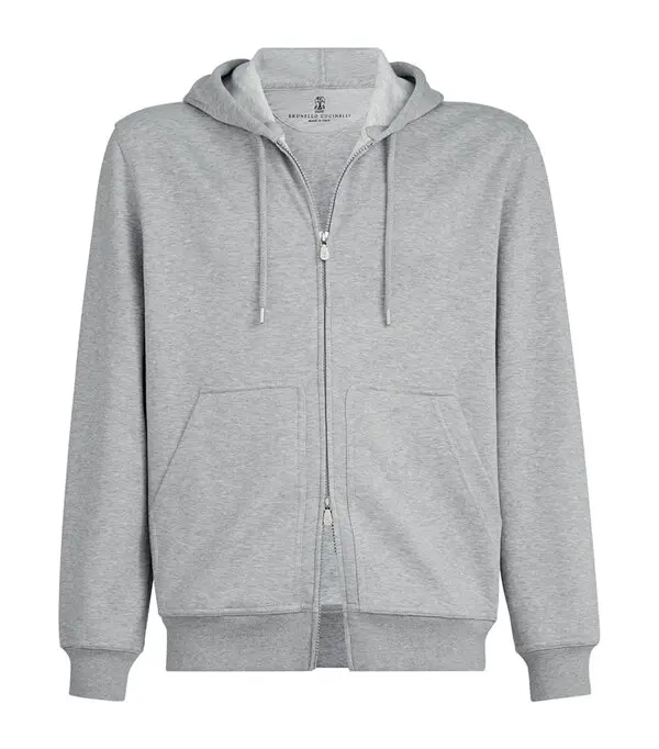 Brunello Cucinelli French Terry Zip-up Hoodie - Grey