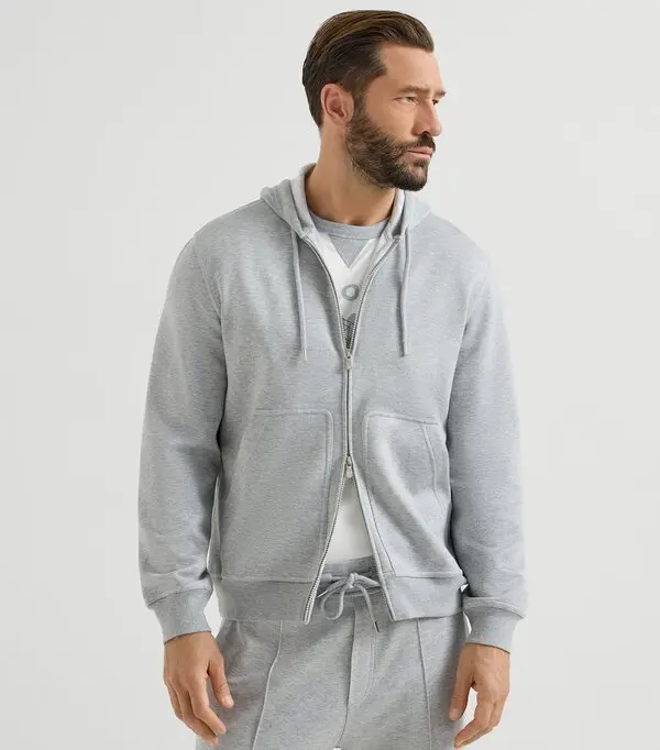 Brunello Cucinelli French Terry Zip-up Hoodie - Grey