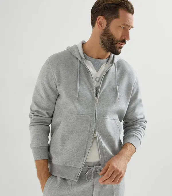 Brunello Cucinelli French Terry Zip-up Hoodie - Grey