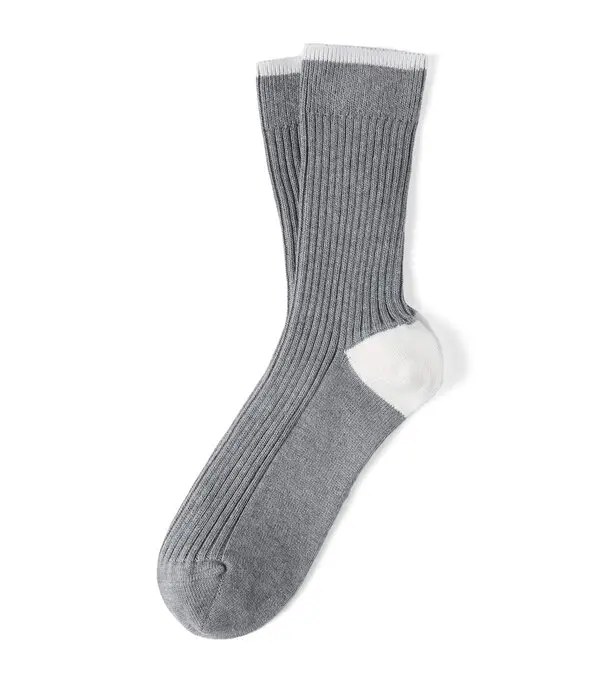 Brunello Cucinelli Cotton Ribbed Socks - Grey