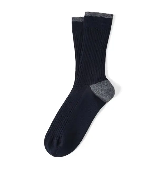 Brunello Cucinelli Cotton Ribbed Socks - Blue