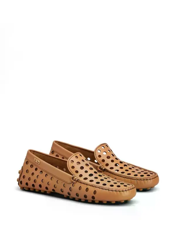 TOD'S Gommino Perforated Loafers - Brown