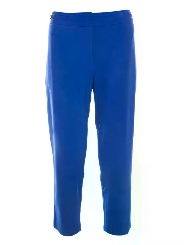 Escada High-waisted Trousers With Gold Clasp Detail - Blue