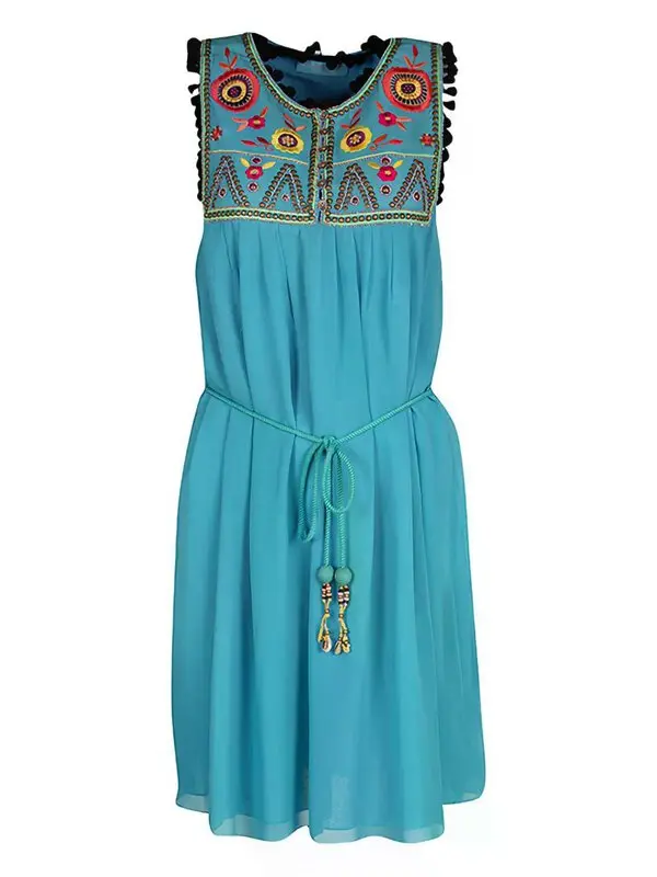 Matthew Williamson Floral-embroidered Dress - Blue
