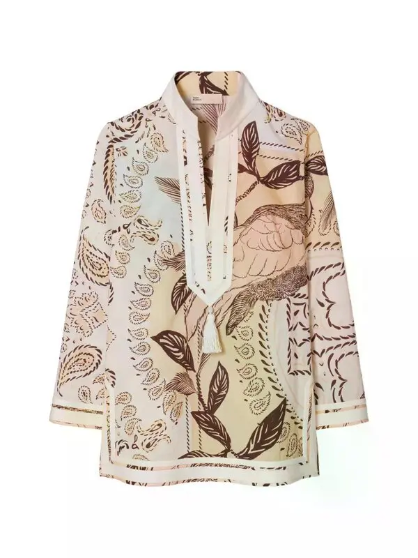 Tory Burch Printed Cotton Tory Tunic - Neutrals
