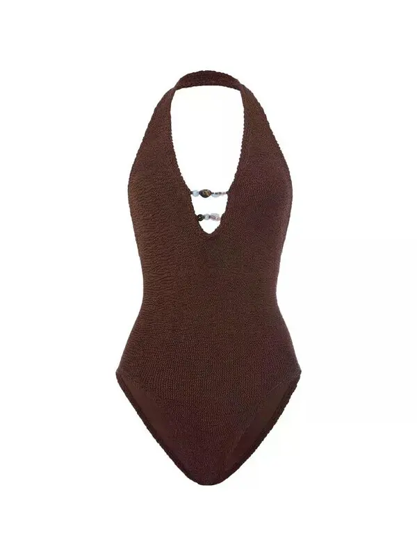 Hunza G Adriana Halterneck One-piece Swimsuit - Brown
