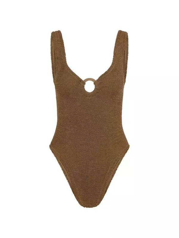 Hunza G Ring-detail Sleeveless Swimsuit - Brown