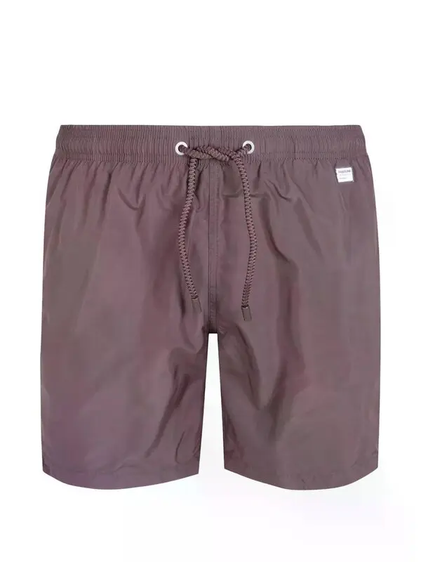 MC2 SAINT BARTH Logo-patch Drawstring Swim Shorts - Brown
