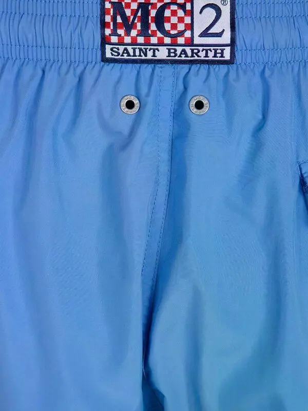 MC2 SAINT BARTH Logo-patch Drawstring Swim Shorts - Blue