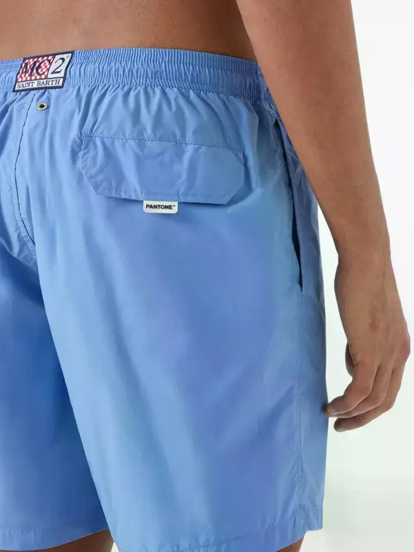 MC2 SAINT BARTH Logo-patch Drawstring Swim Shorts - Blue