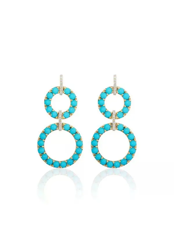 Goshwara G-one Turquoise Diamond Earrings - Gold