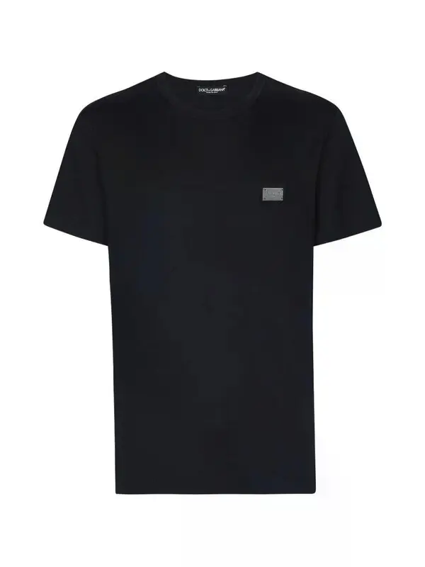 Dolce & Gabbana Cotton T-shirt With Branded Tag - Blue