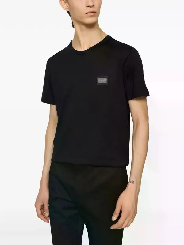 Dolce & Gabbana Cotton T-shirt With Branded Tag - Blue
