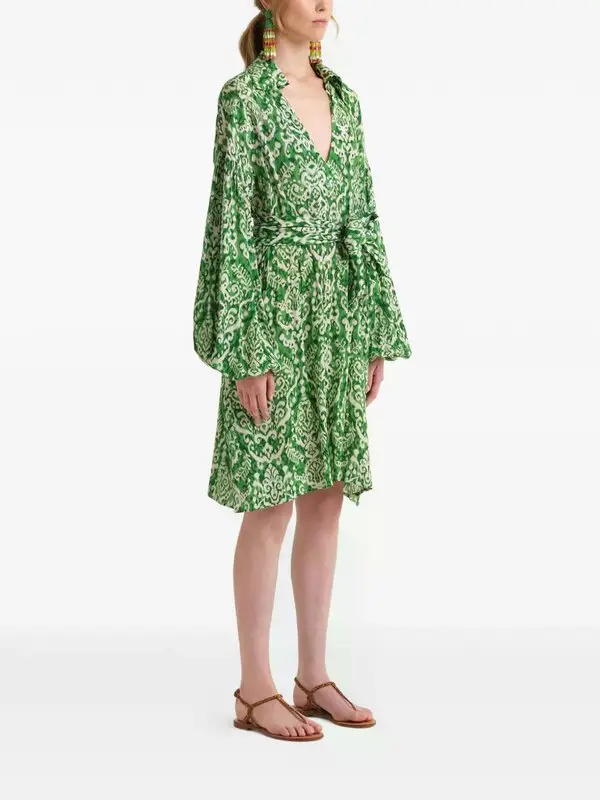 Malìparmi Ikat Print Sash Shirt Dress - Green
