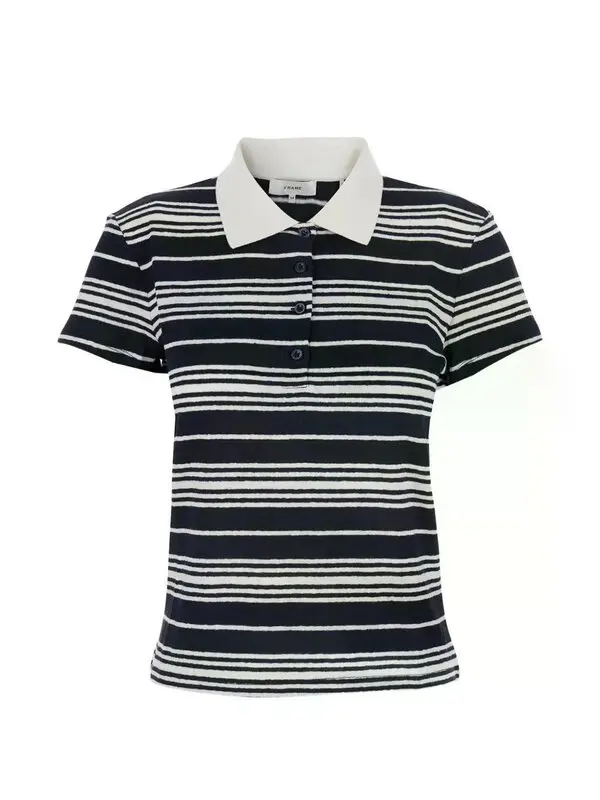 FRAME Striped Polo Top - Blue