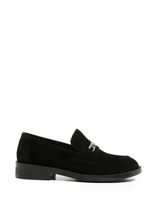 ADRIANNA FERETTI Suede Loafers With Plaque Detail