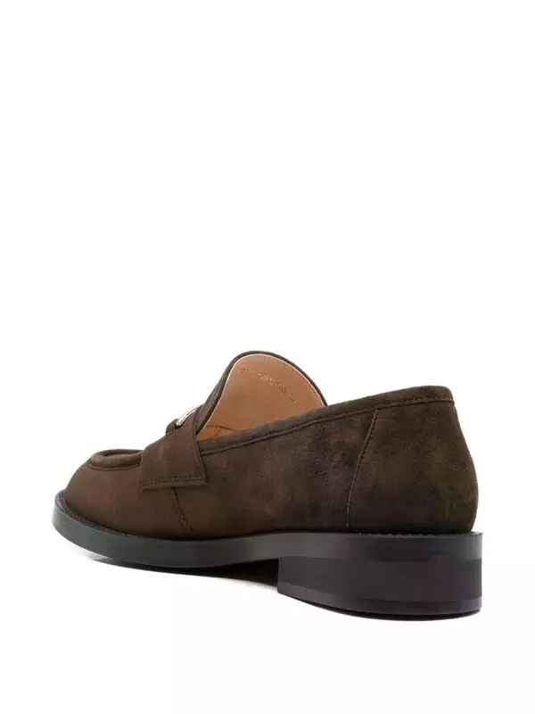 ADRIANNA FERETTI Woven Suede Loafers With Horsebit Detail