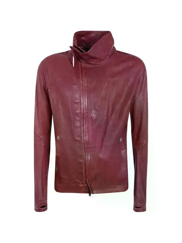 ISAAC SELLAM EXPERIENCE Imparable High-neck Leather Jacket - Red