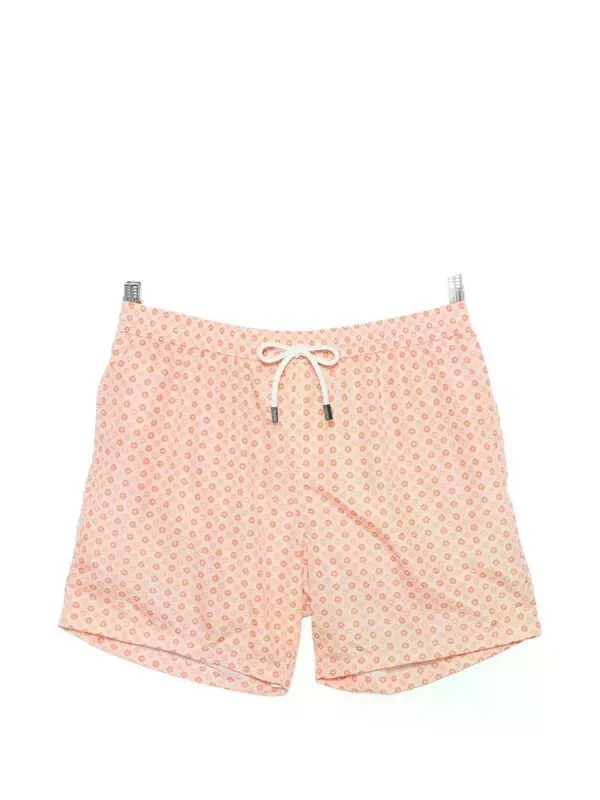 BARBA NAPOLI Floral-print Drawstring Swim Shorts - Orange