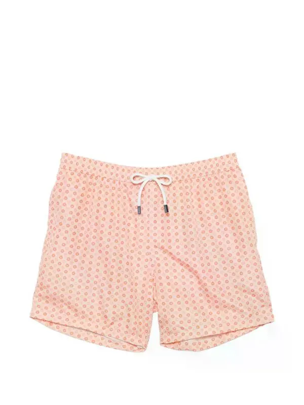 BARBA NAPOLI Floral-print Drawstring Swim Shorts - Orange