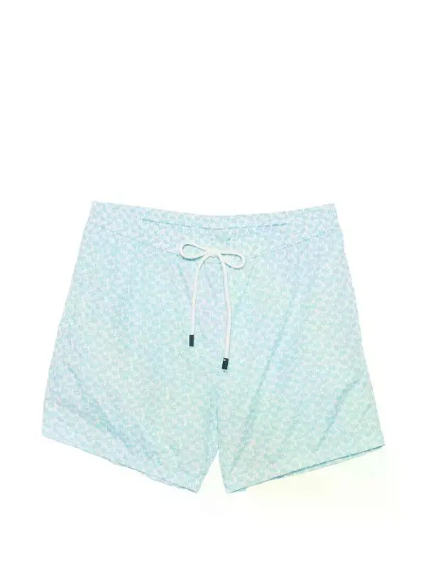BARBA NAPOLI Palm-tree Print Swim Shorts - Blue