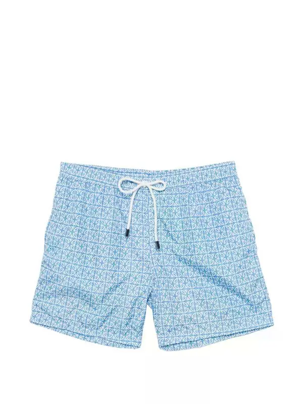 BARBA NAPOLI Geometric-print Drawstring Swim Shorts - Blue