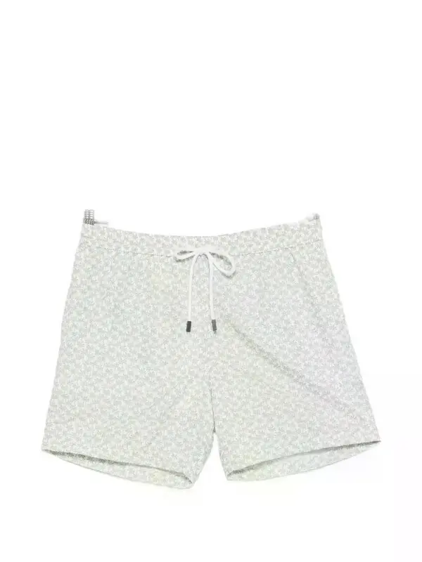 BARBA NAPOLI Palm-tree Print Swim Shorts - White