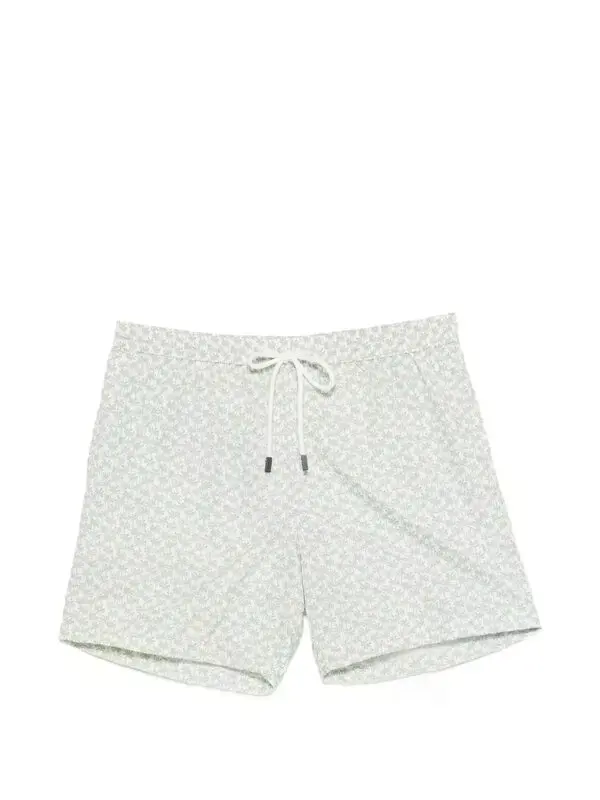 BARBA NAPOLI Palm-tree Print Swim Shorts - White