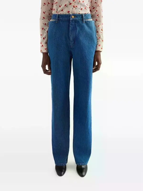 JIL SANDER Cut-out Straight Leg Jeans - Blue