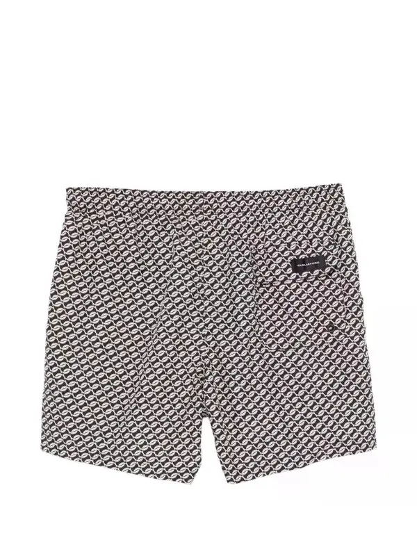 Tagliatore Geometric-print Swim Shorts - Black