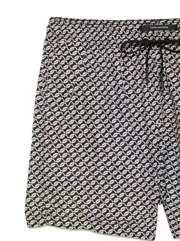 Tagliatore Geometric-print Swim Shorts - Black