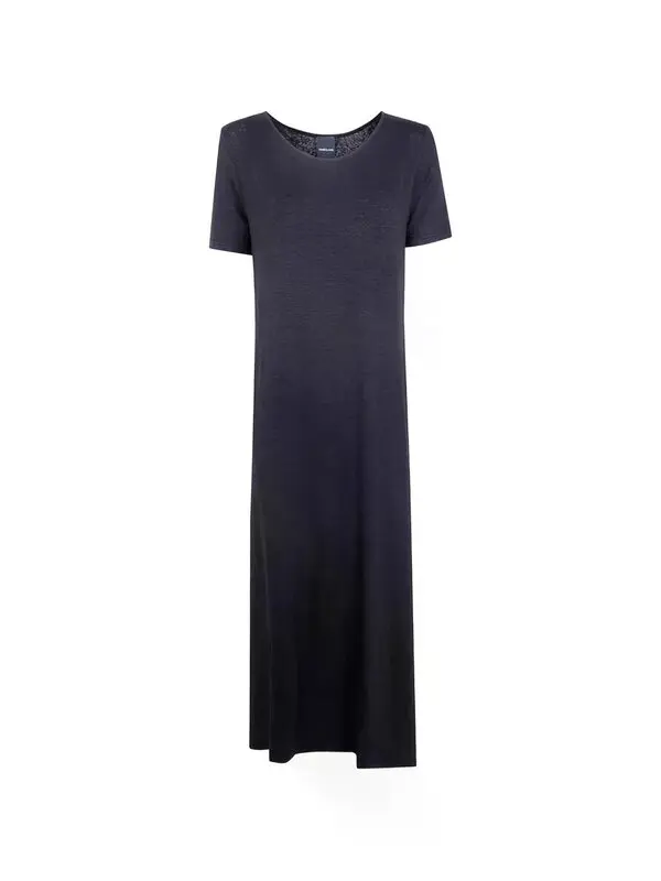ANNE CLAIRE Short-sleeved Maxi Dress In Linen - Black