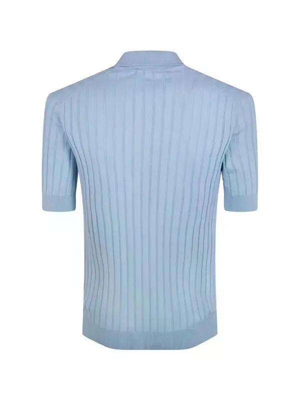 FILIPPO DE LAURENTIIS Ribbed-knit V-neck T-shirt - Blue