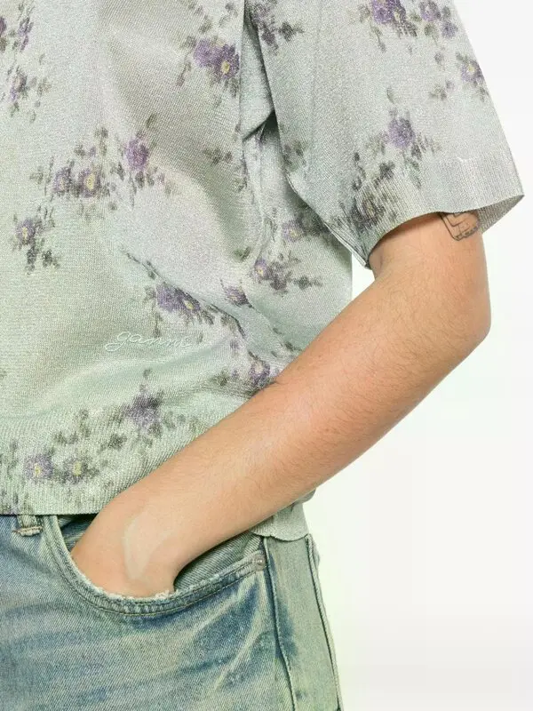 GANNI Floral-print T-shirt - Green