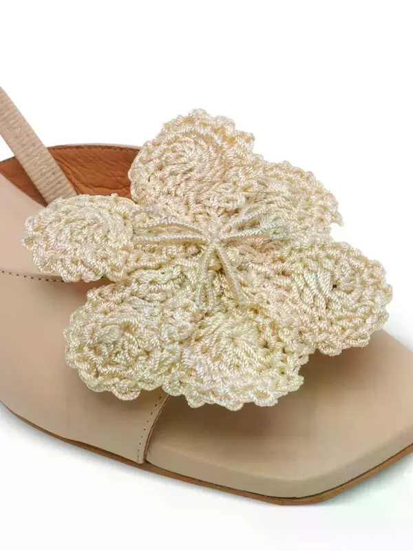 ANGEL ALARCON Flower Detail Slingback Flats - Neutrals