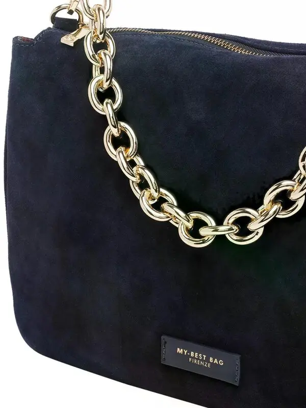 MY BEST BAG FIRENZE Zip Suede Shoulder Bag - Blue