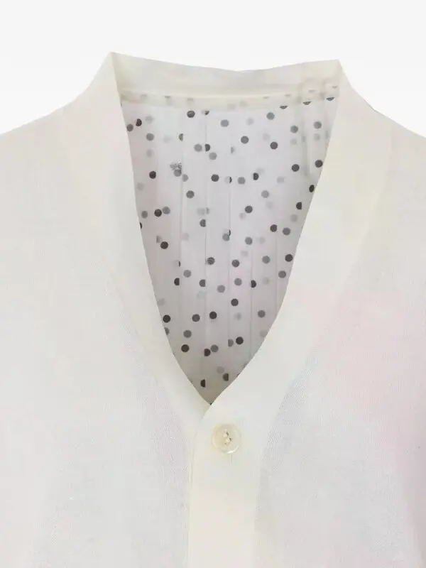 Sacai Floral-print Pleated Cardigan - White