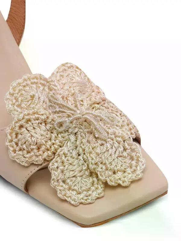 ANGEL ALARCON Floral-appliqué Leather Sandals