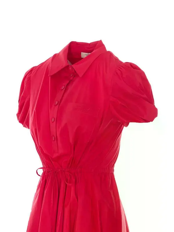 TWINSET Balloon-sleeve Midi Shirt Dress - Red