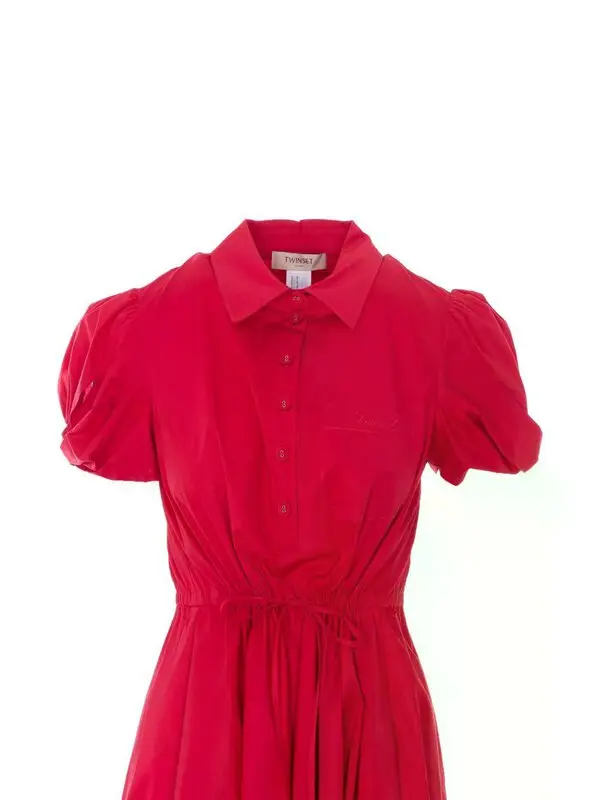TWINSET Balloon-sleeve Midi Shirt Dress - Red