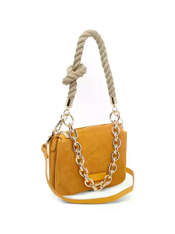 MY BEST BAG FIRENZE Suede Shoulder Bag With Rope Handle - Yellow