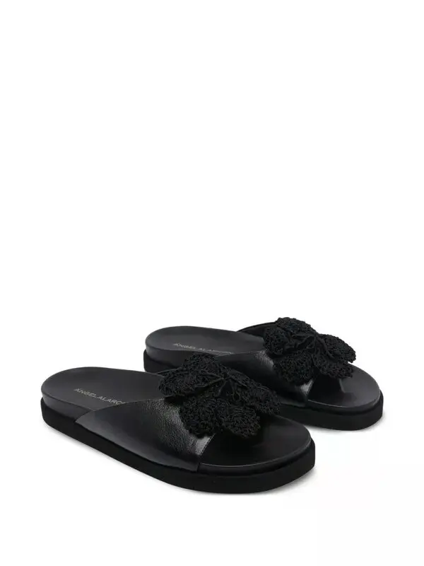 ANGEL ALARCON Crochet-flower Leather Sandals