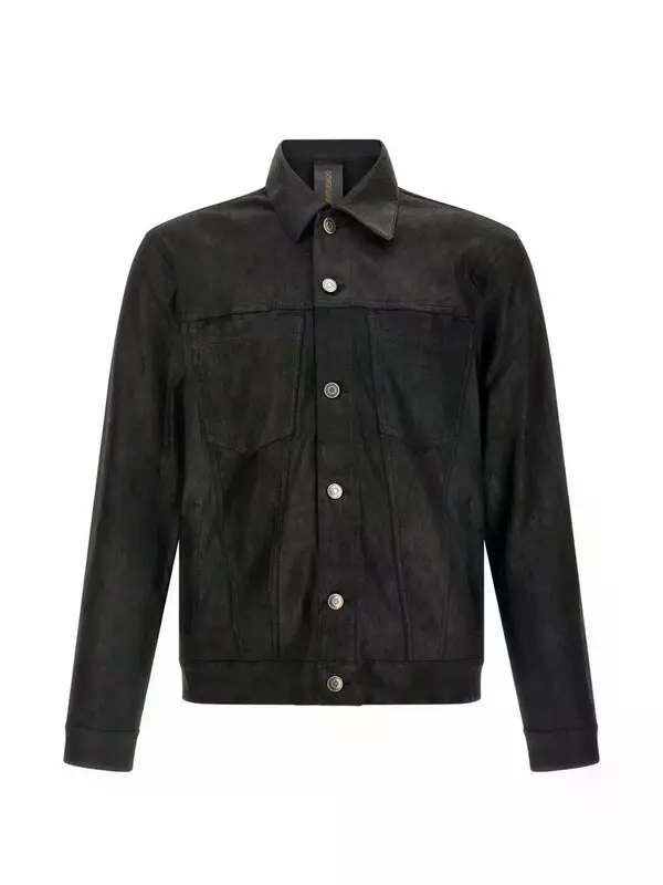 GIORGIO BRATO Velour-texture Leather Jacket - Black